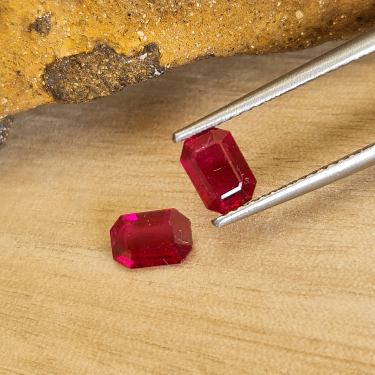 0.97ct Emerald Cut Ruby Pair : Lawson Gems - Rough and Cut Gemstones