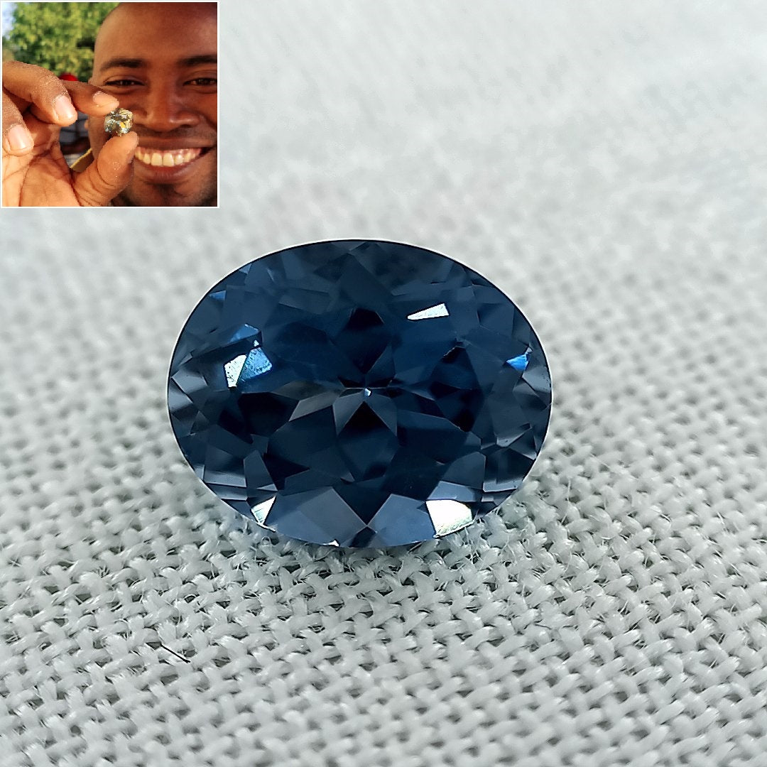 1.55ct Bluish Grey Spinel Oval Cut : Lawson Gems - Rough and Cut Gemstones