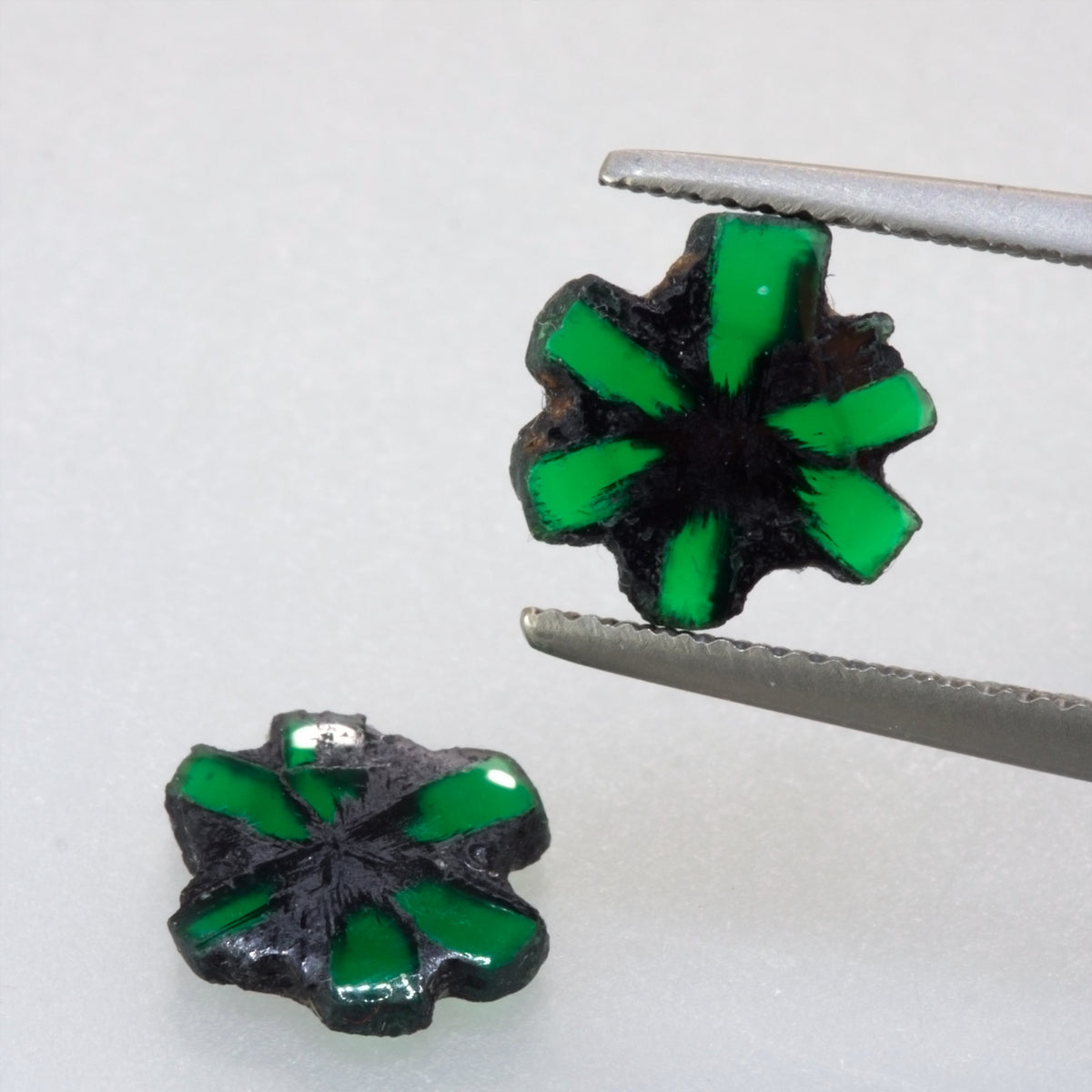 2.51ct Trapiche Emerald Single Crystal Pair: Lawson Gems - Rough and ...