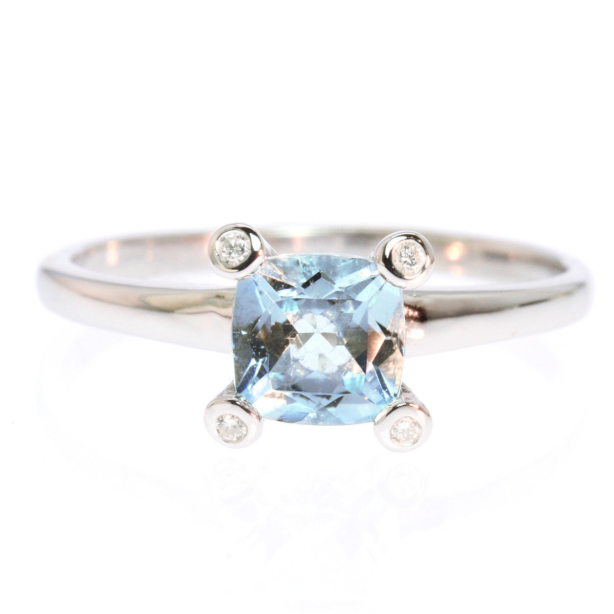 Square Cushion Cut Aquamarine and Diamond 14k Gold Ring – Lawson Gems