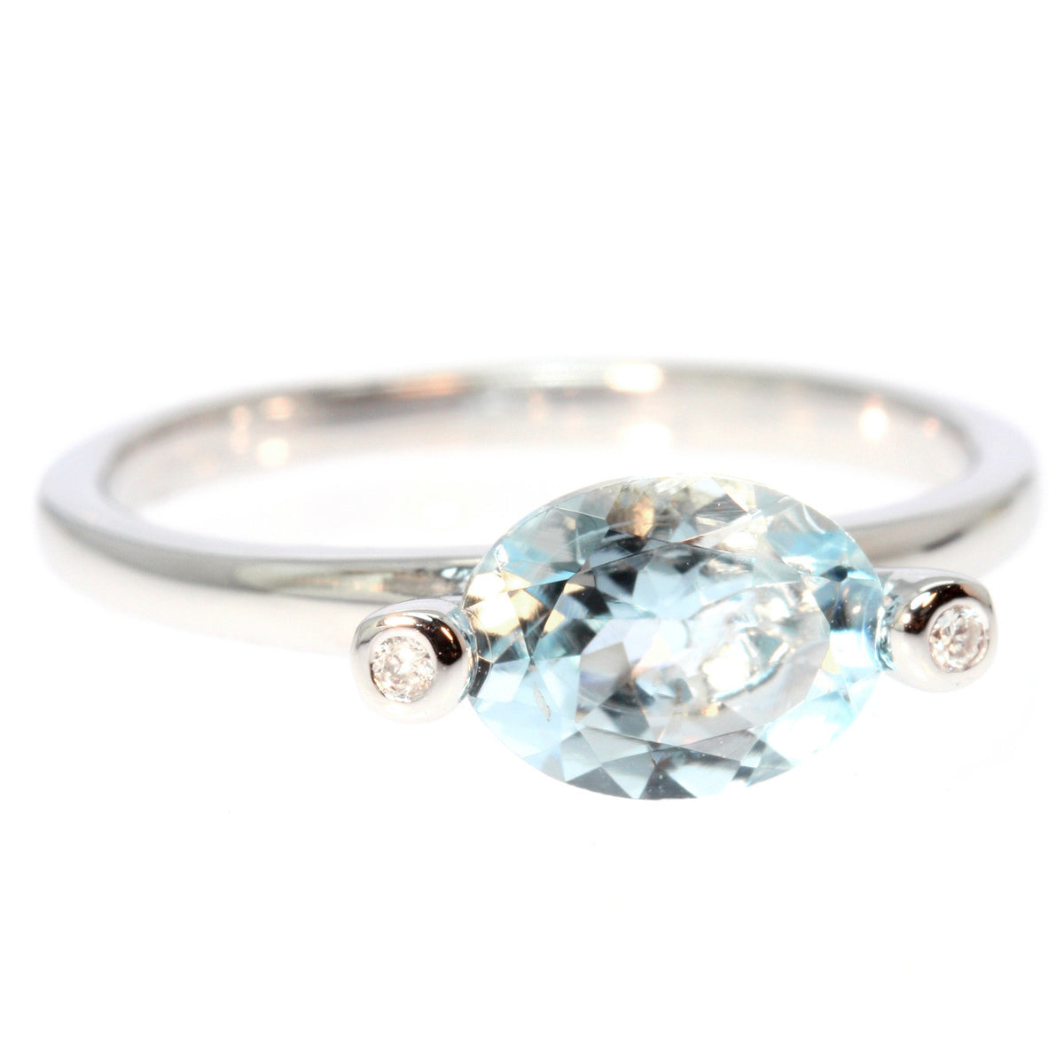 Oval Cut Aquamarine and Diamond 14k White Gold Ring – Lawson Gems